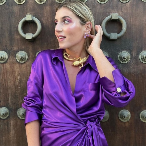 Zara | Dresses | Zara Satin Effect Wrap Dress | Poshmark